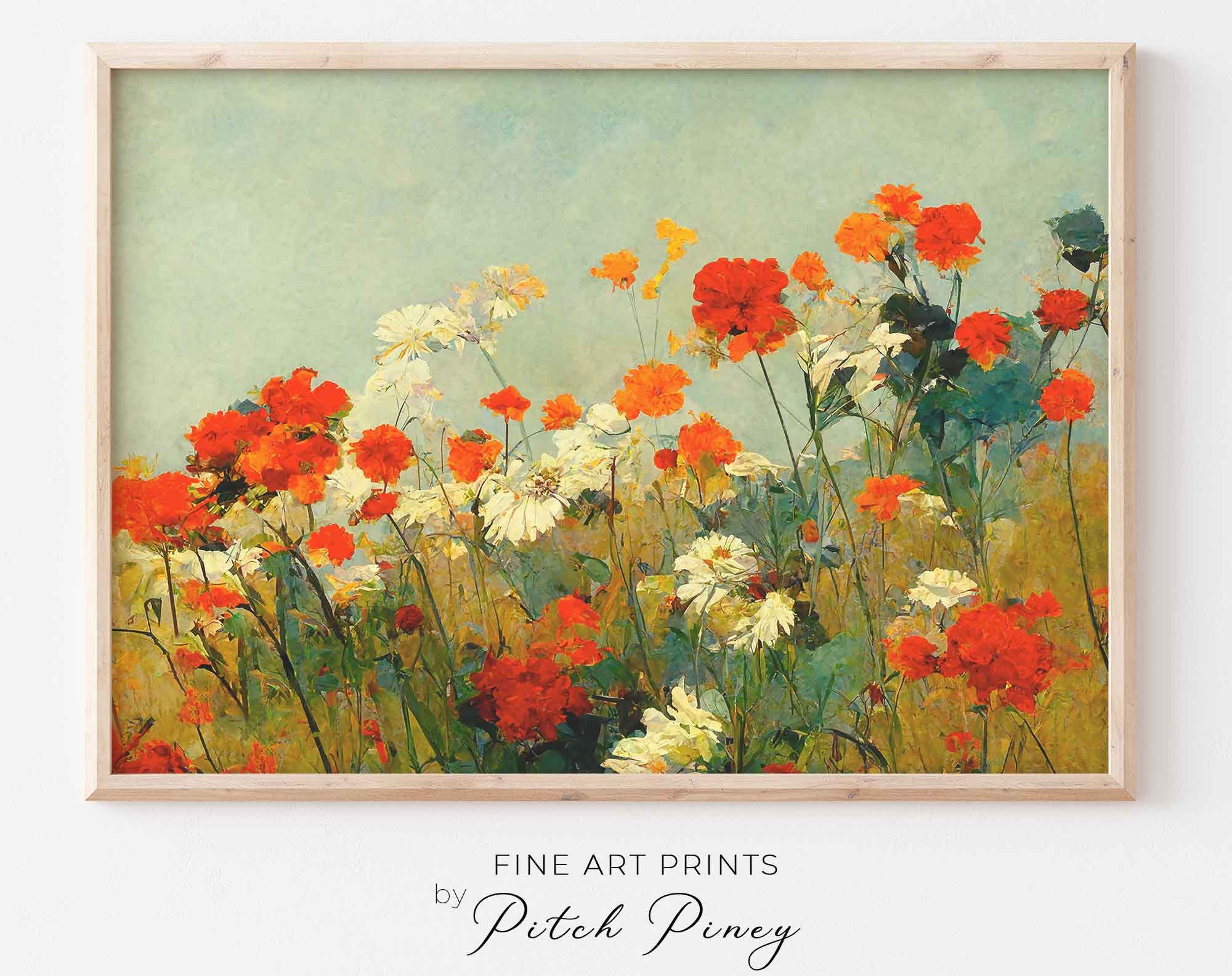 Printable Wall Art Oil Painting of a Cottage Core Decor Field of ...