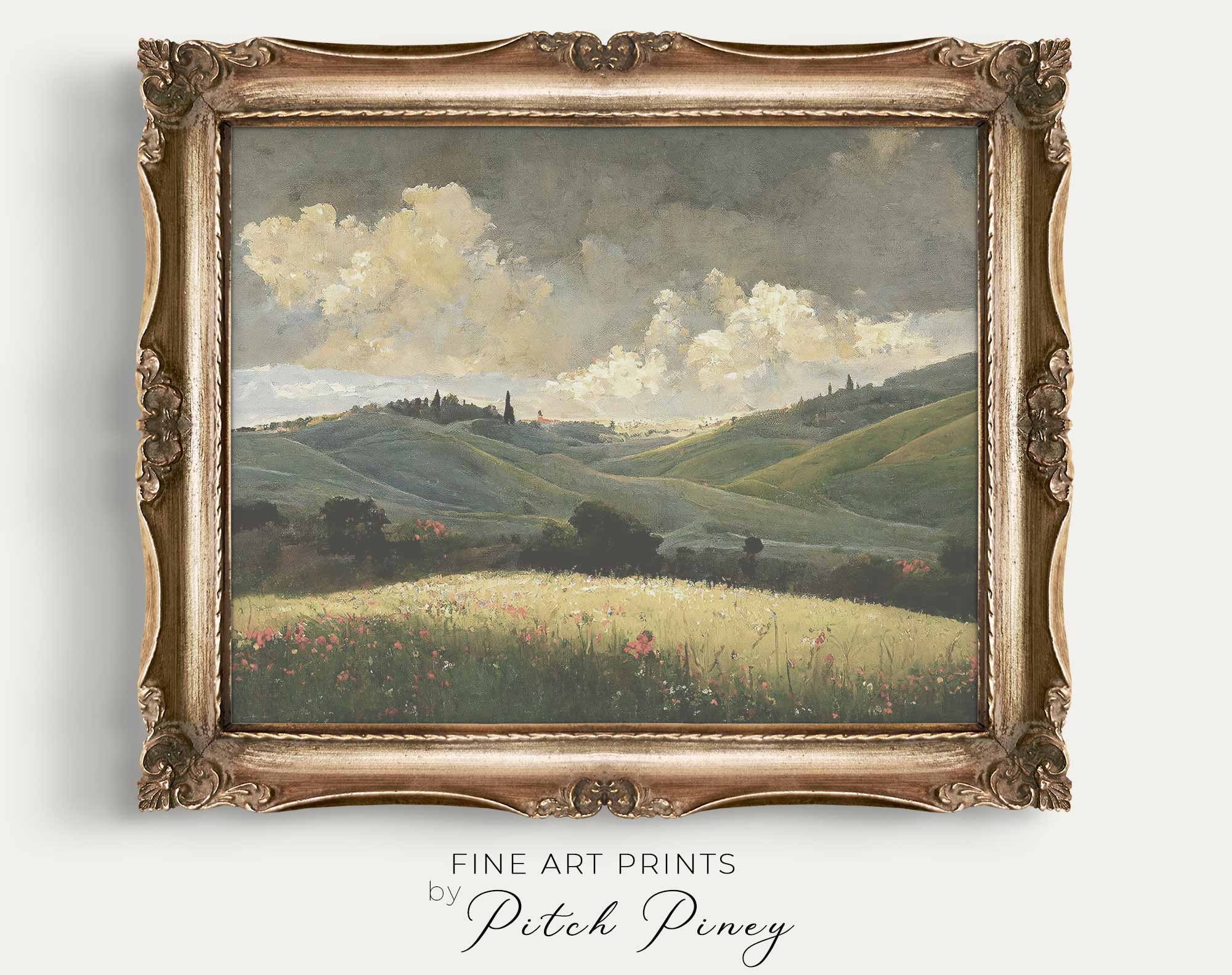 Tuscany Landscape Art Print / Vintage Landscape Print / Tuscan ...