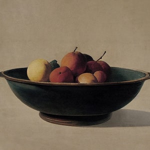 Printable Still Life Oil Painting Wall Art | Moody Fruit Bowl Gallery ...