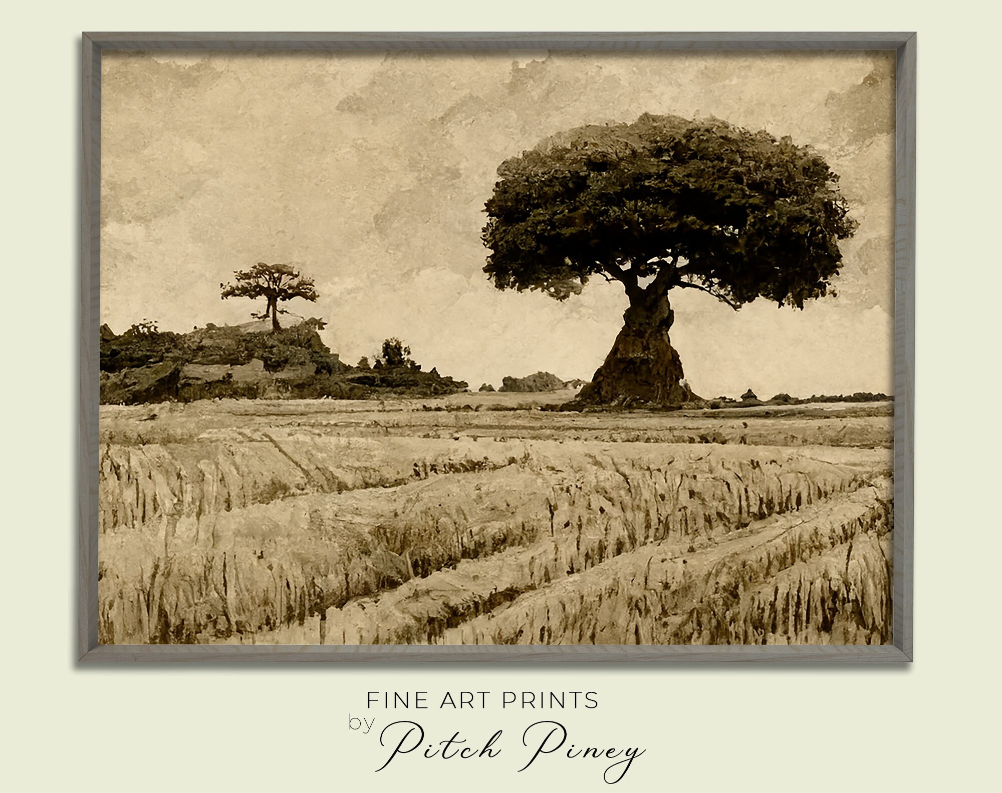 Rustic Oil Painting of Tree Landscape - Wall Art Digital PRINTABLE - Etsy