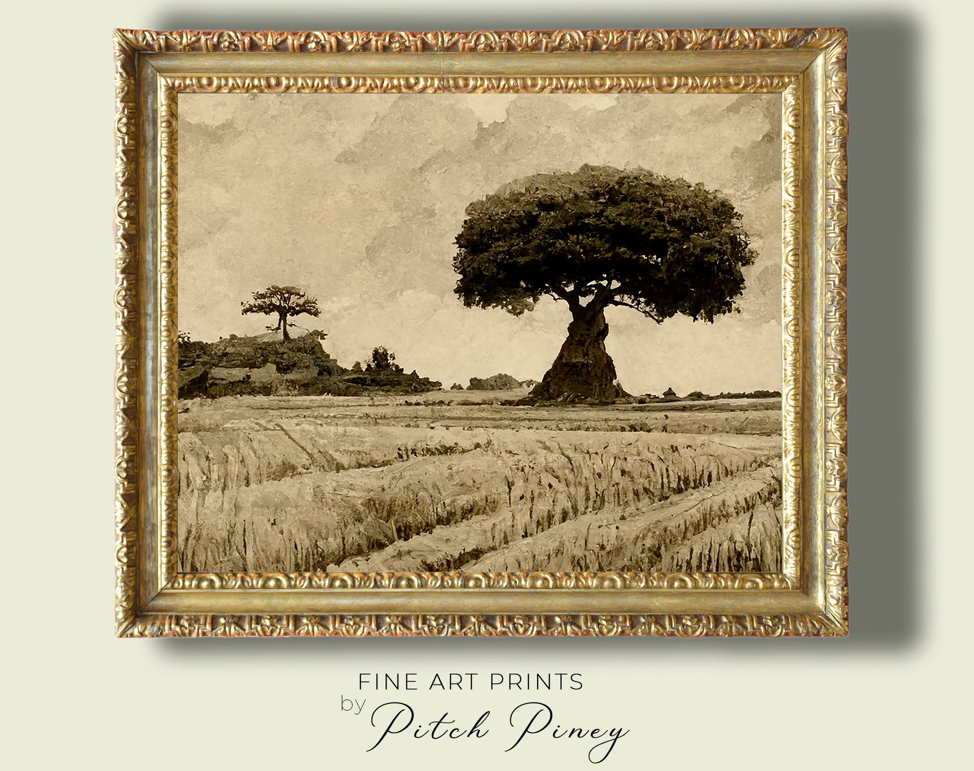 Rustic Oil Painting of Tree Landscape - Wall Art Digital PRINTABLE - Etsy