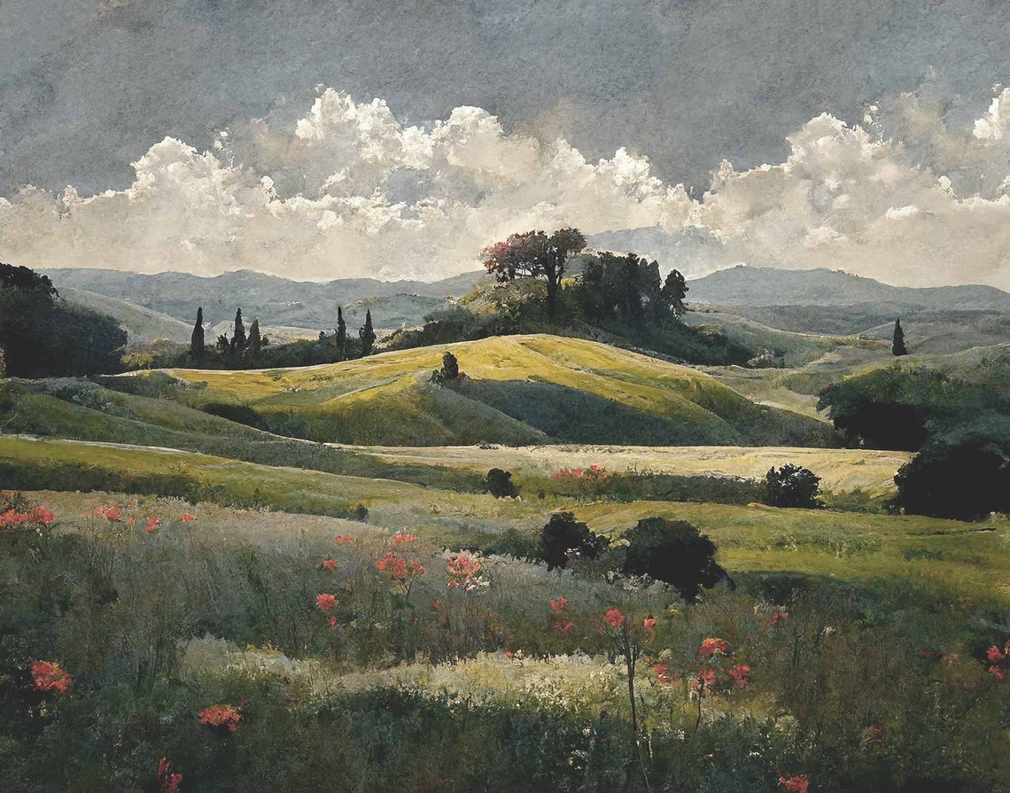 Tuscany Painting Art Print | Vintage Landscape Print | Landscape ...