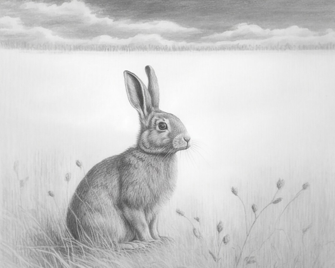 Printable Bunny Wall Art Bunny Gallery Wall Sketch Farmhouse Decor ...