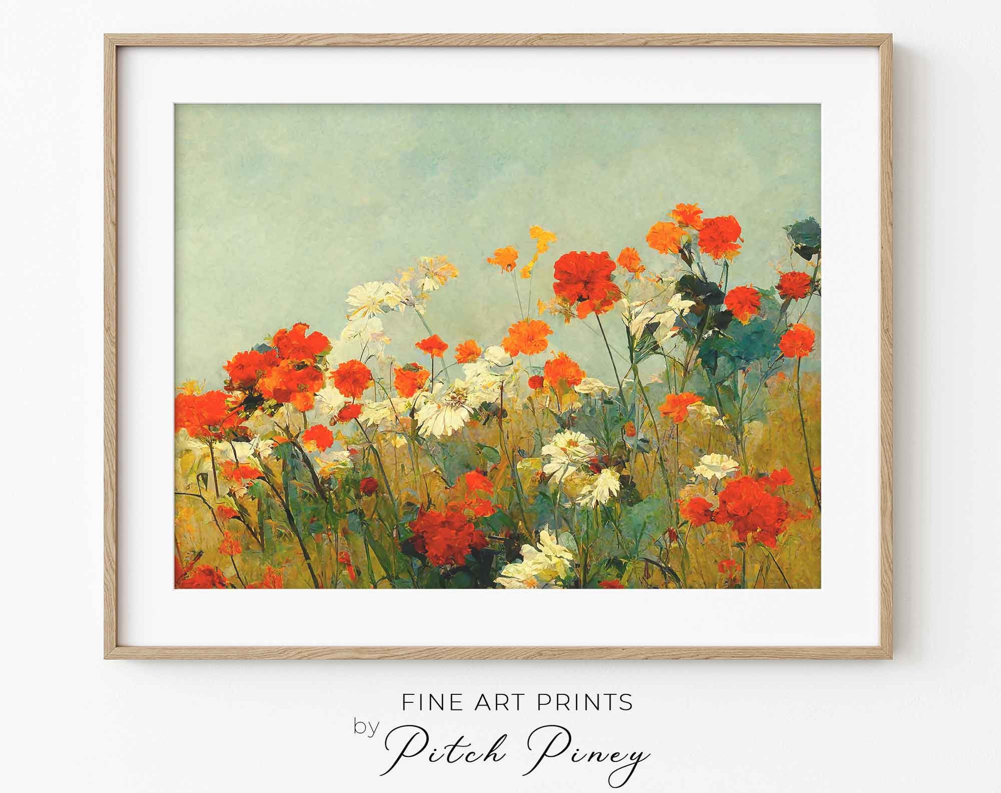 Printable Wall Art Oil Painting of a Cottage Core Decor Field of ...