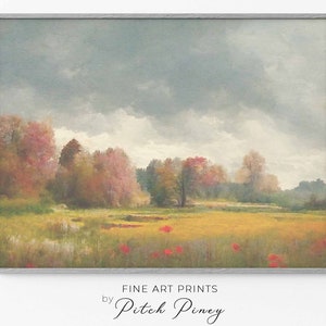 Oil Painting of a Country Meadow in the Fall | Fall Printables ...