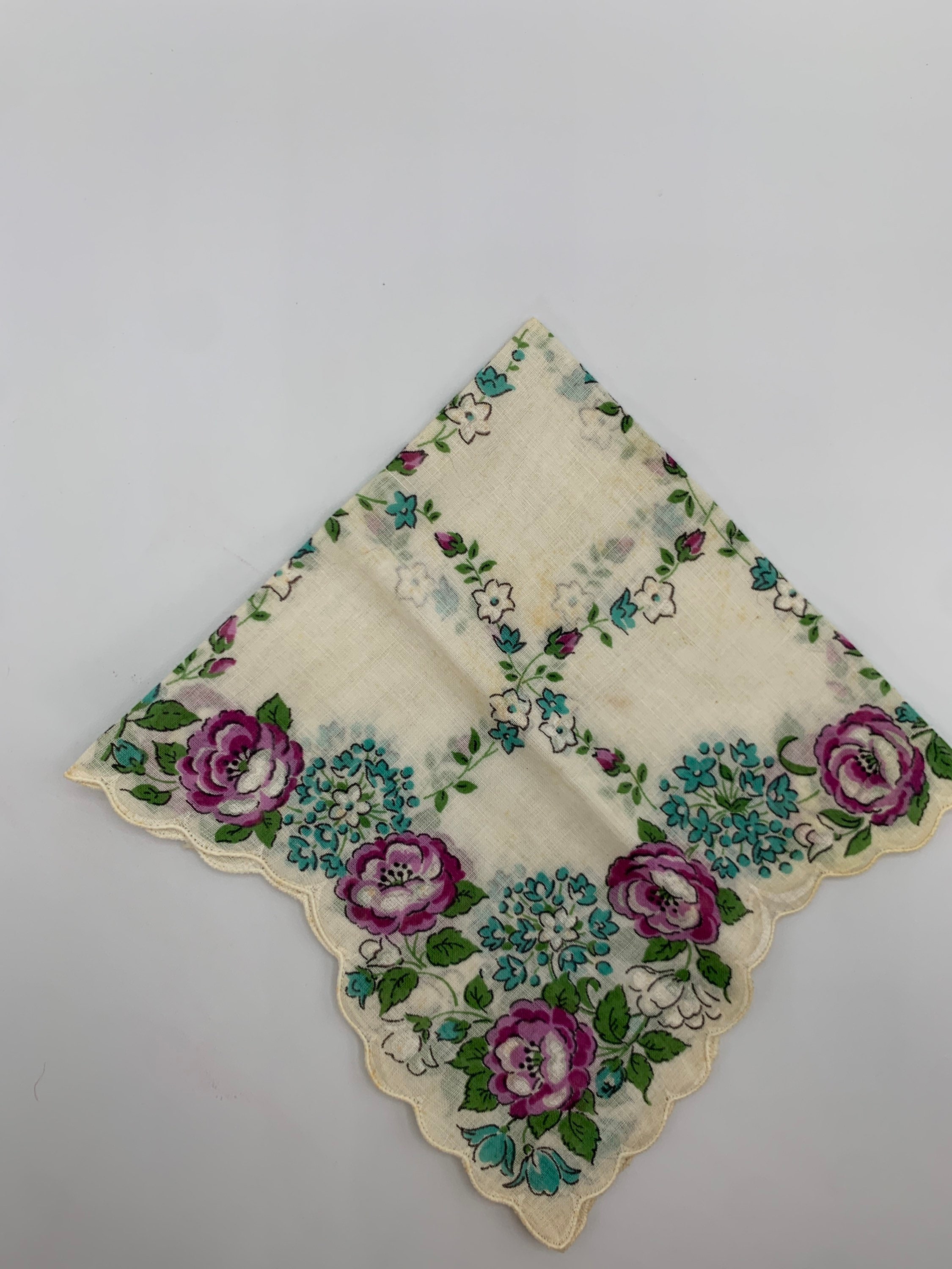Vintage Victorian Floral Ladies' Handkerchief/hanky Delicate Purple ...