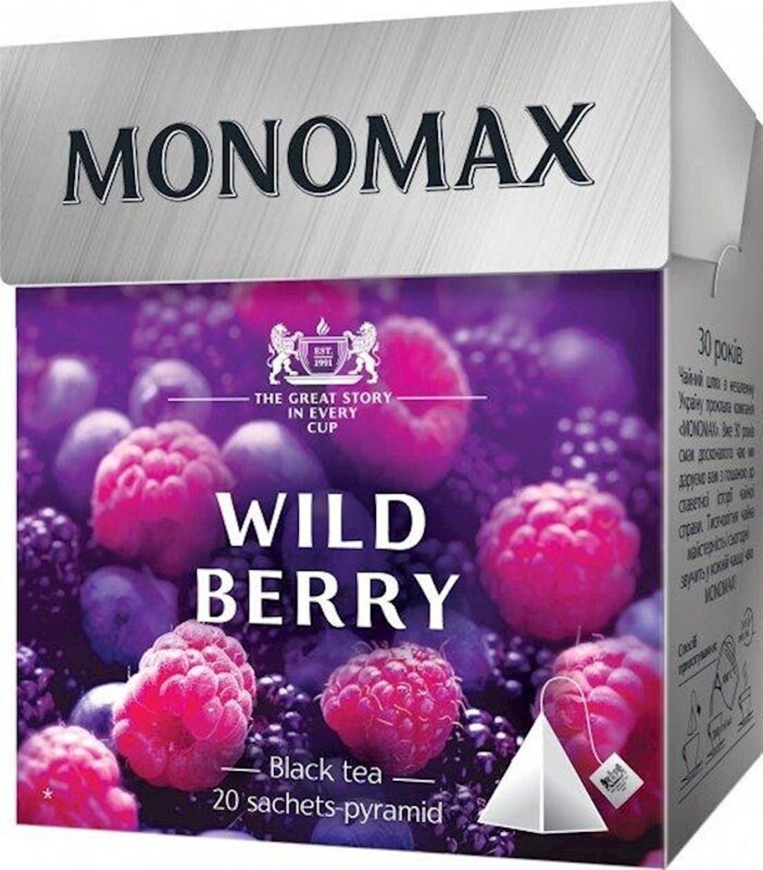 MONOMAX Ukrainian Black Tea WILD BERRY 12 Pyramids 20x2g Made in ...