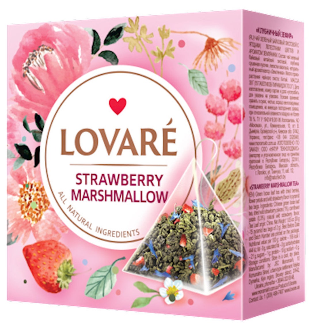 Lovare Tea strawberry Marshmallow 12 Pyramids Made in Ukraine All ...