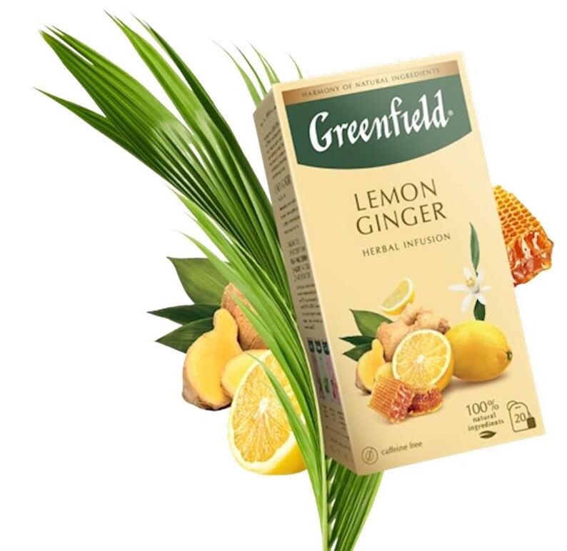 Greenfield Herbal Tea LEMON GINGER 20 Tea Bags Made in Russia - Etsy