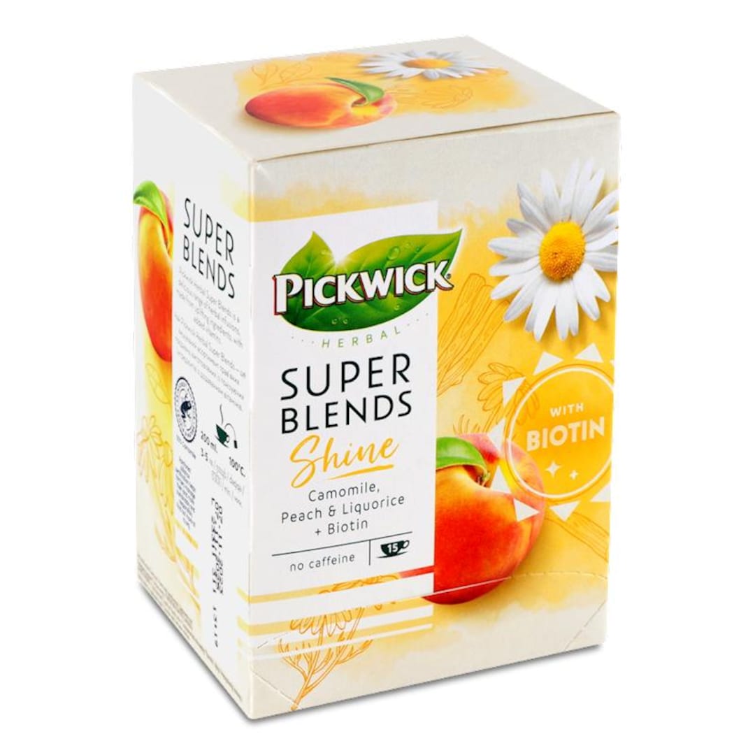 PICKWICK Herbal Tea Super Blends SHINE Chamomile Peach Licorice Biotin ...