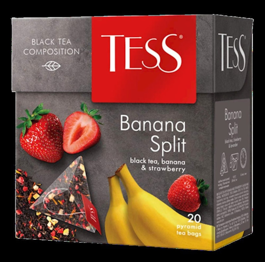 TESS Black Tea BANANA Split With Strawberry 20 Pyramids X 1.8gr Made in ...