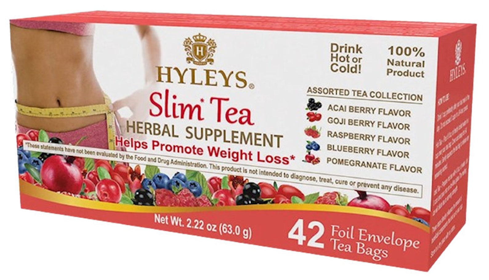 Hyleys Slim Tea ASSORTMENT 42 Tea Bags Acai Goji Pomegranate Raspberry ...