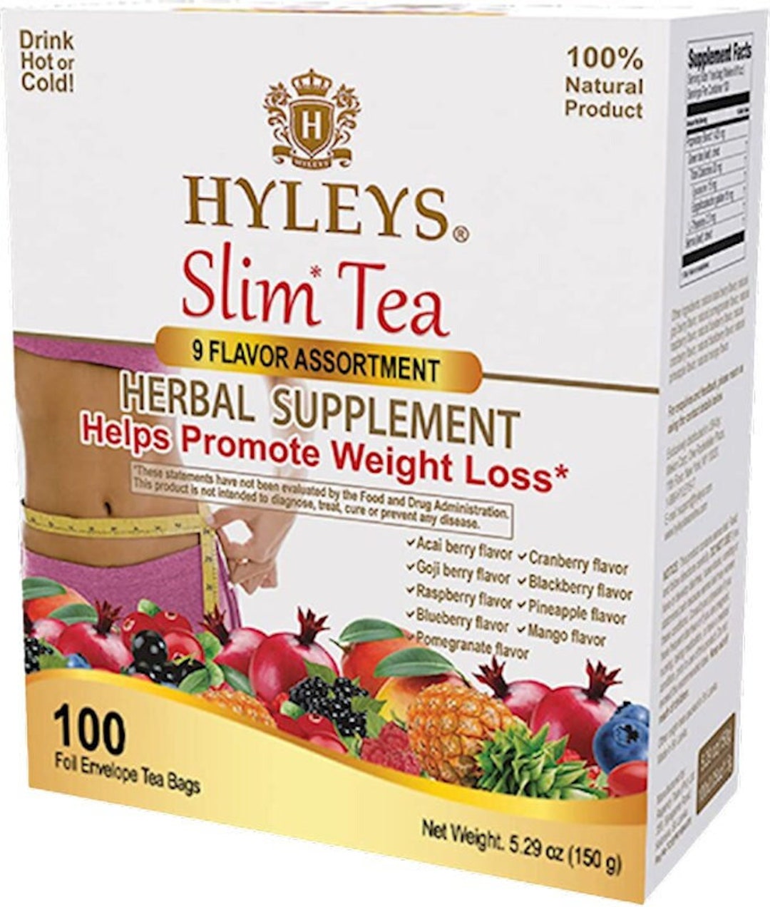 Hyleys Slim Tea 9 Flavor ASSORTMENT Herbal Supplement 100 Tea Bags Acai ...