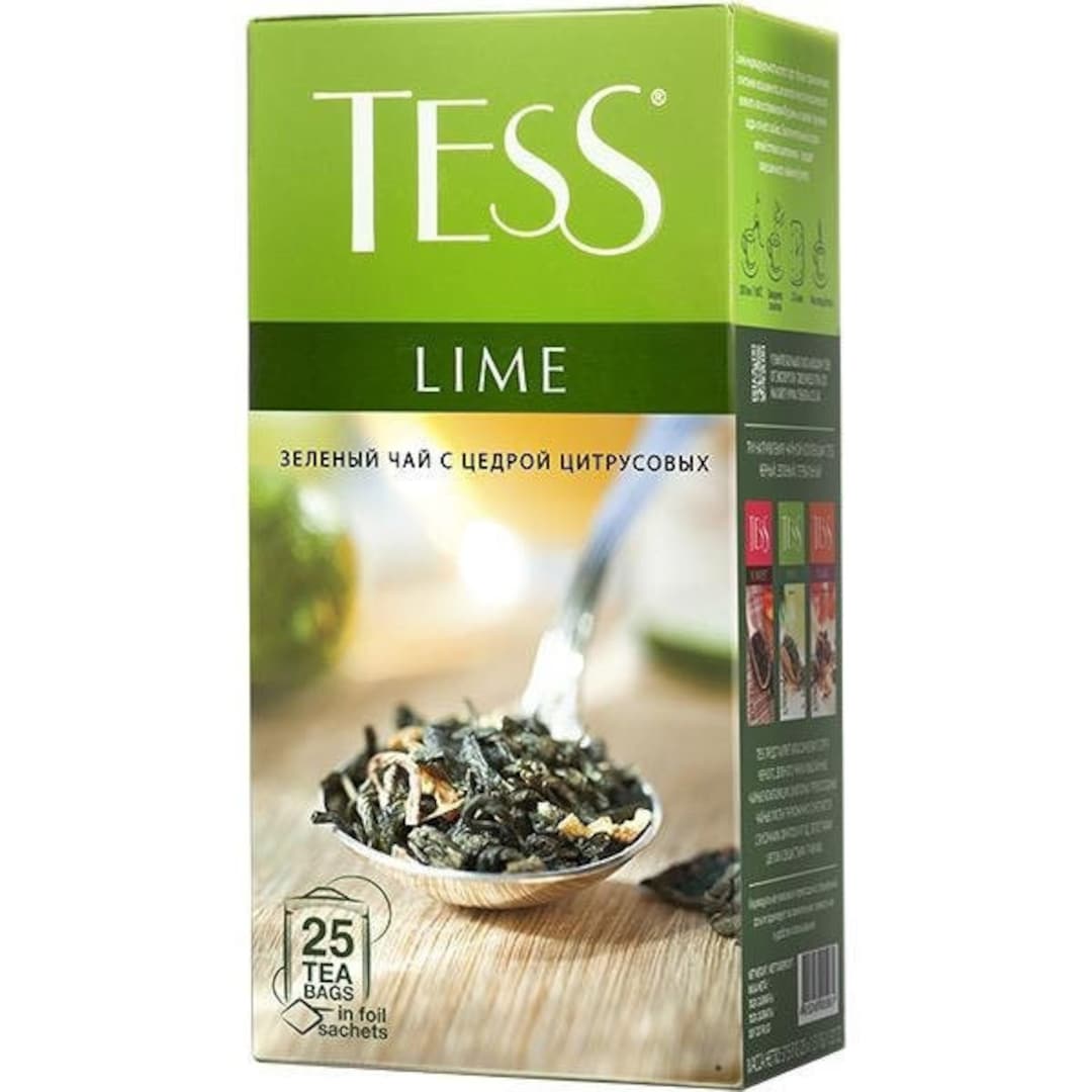 Tess Green Tea LIME With CITRUS Peel 25 Tea Bags X 2gr Made in Russia ...