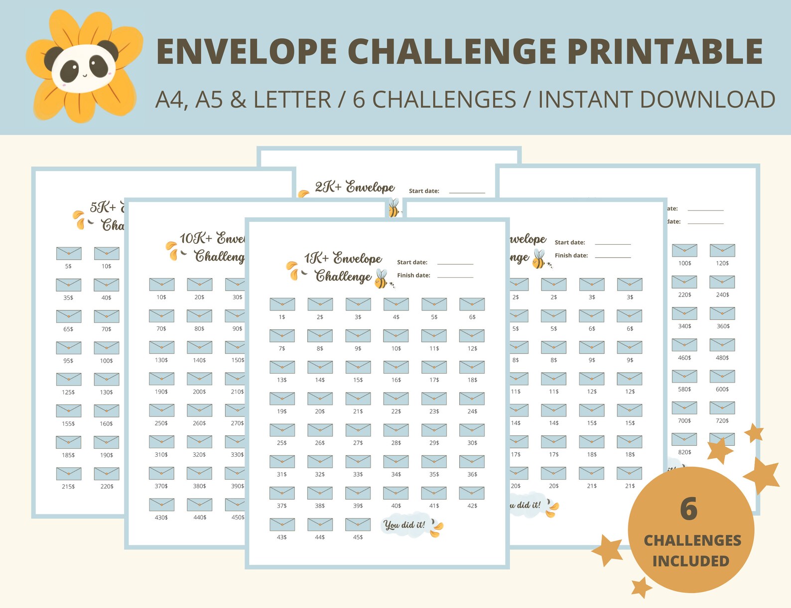 Printable Envelope Challenge Bundle Savings Challenge Cash - Etsy