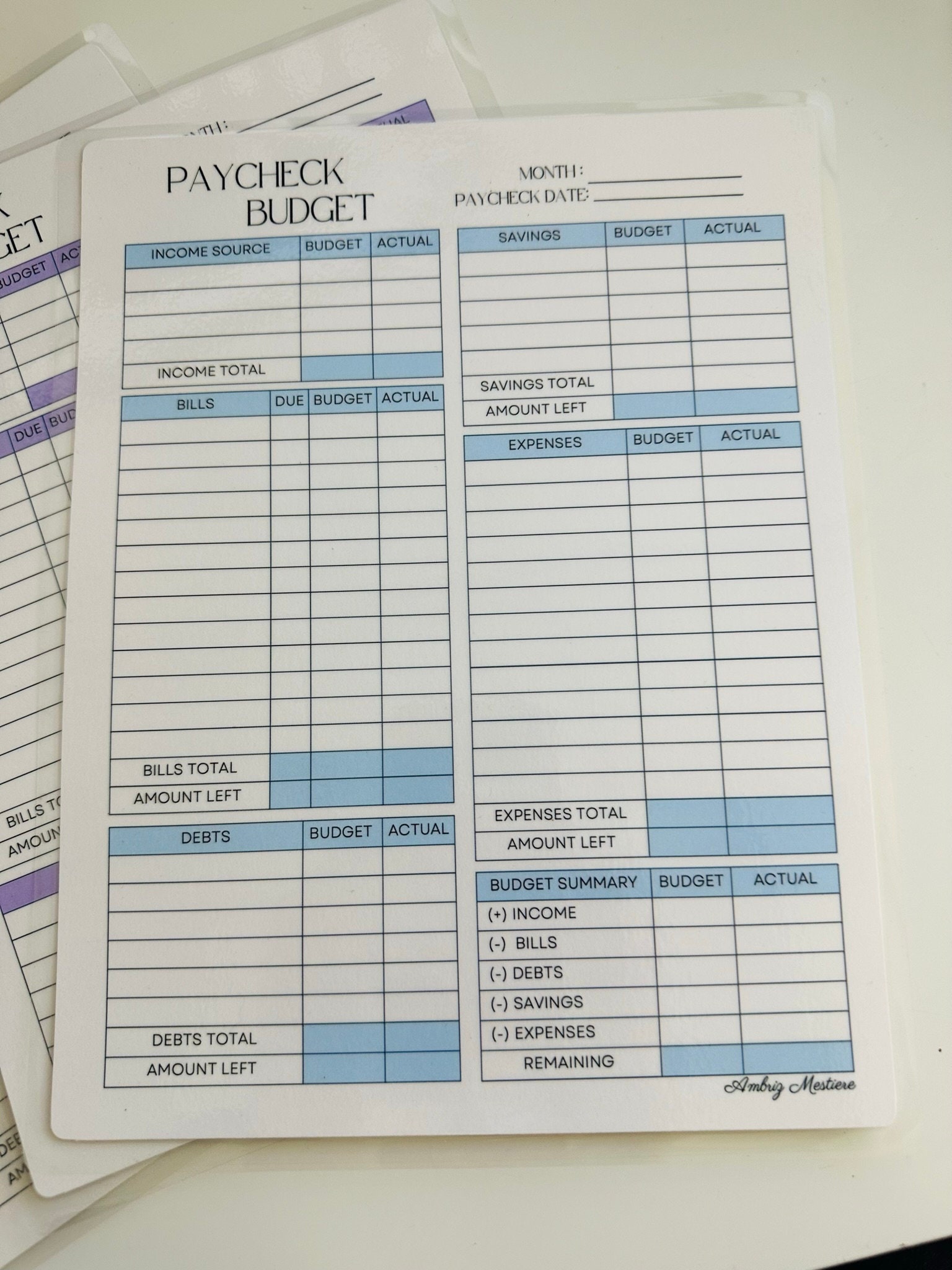 Paycheck Breakdown Sheet-paycheck Budget Tracker-cash - Etsy