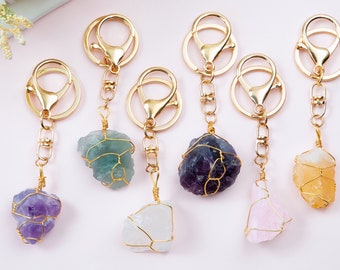 Raw Crystal Quartz Keychain - Etsy