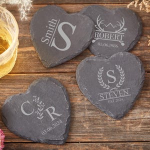 Set of 4 Slate Stone Drink Coasters,engraved Stone Coasters,custom ...