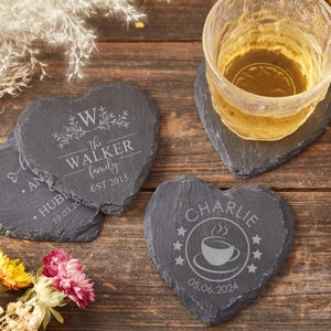 Set of 4 Slate Stone Drink Coasters,engraved Stone Coasters,custom ...