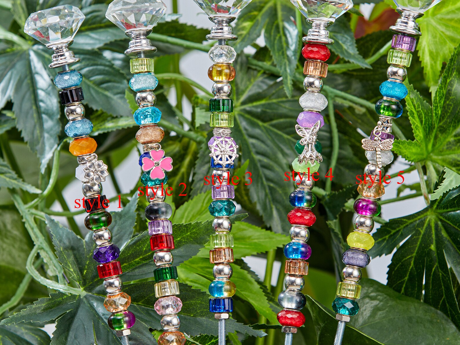 14 In.beaded Garden Stakes,sun Catcher Garden Stakes,glass Jeweled ...