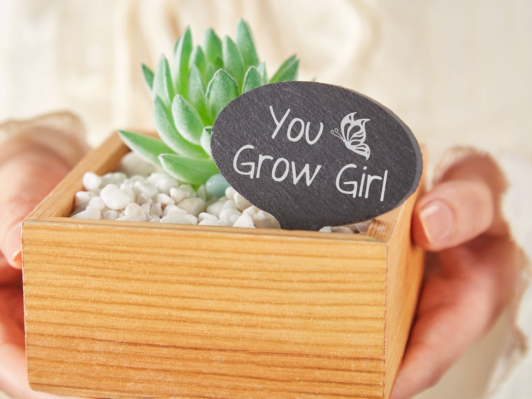 Engraved Slate Garden Sign Custom Text Herb Planter Personalised ...