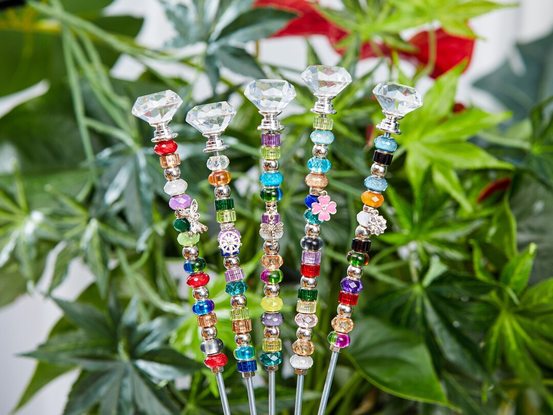 14 In.beaded Garden Stakes,sun Catcher Garden Stakes,glass Jeweled ...