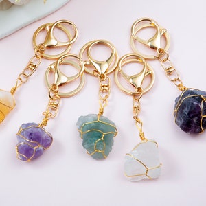 Gemstone Keychain,raw Crystal Keychain,pet Collar Charm,bag Accessory ...