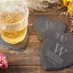 Set of 4 Slate Stone Drink Coasters,engraved Stone Coasters,custom ...