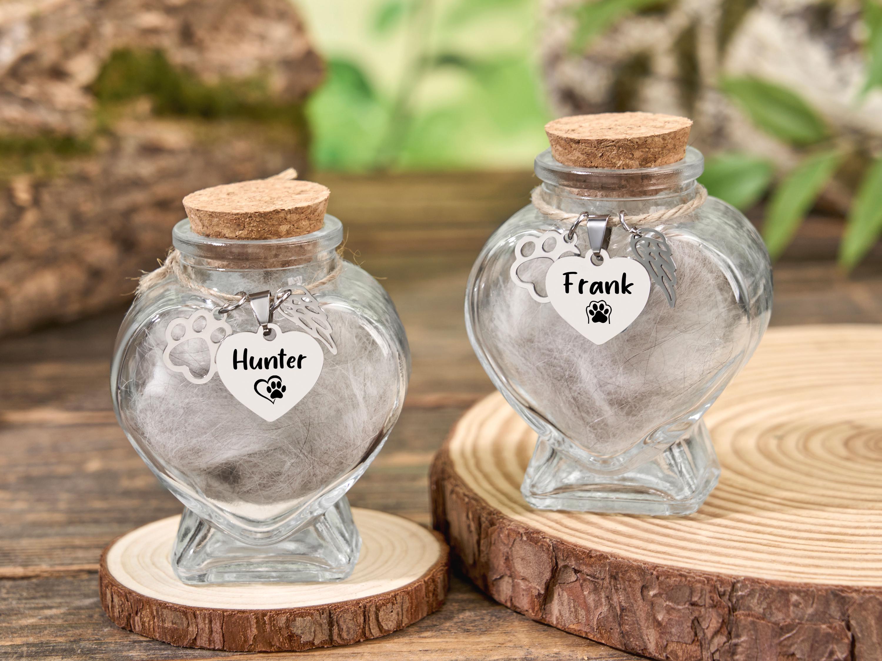Personalized Pet Hair Jar,custom Heart-shaped Pet Fur Jar Memorial ...