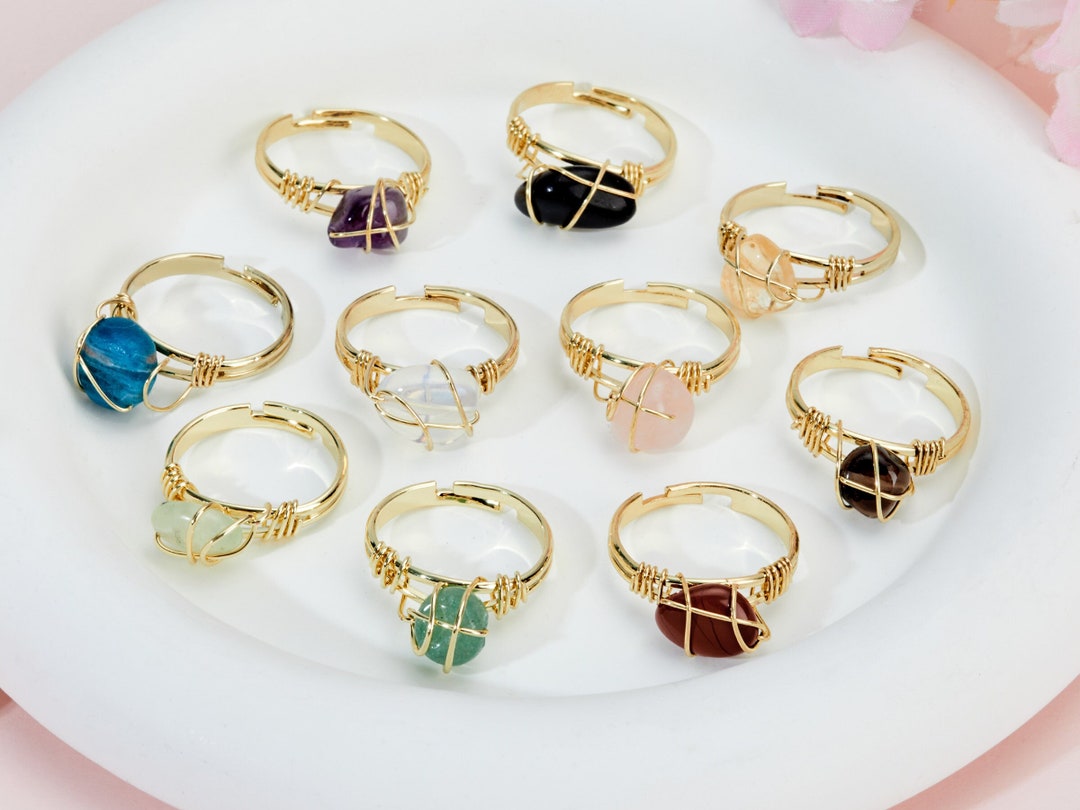 Crystal Ring,wire Wrapped Gemstone Rings,healing Crystals Rings for ...