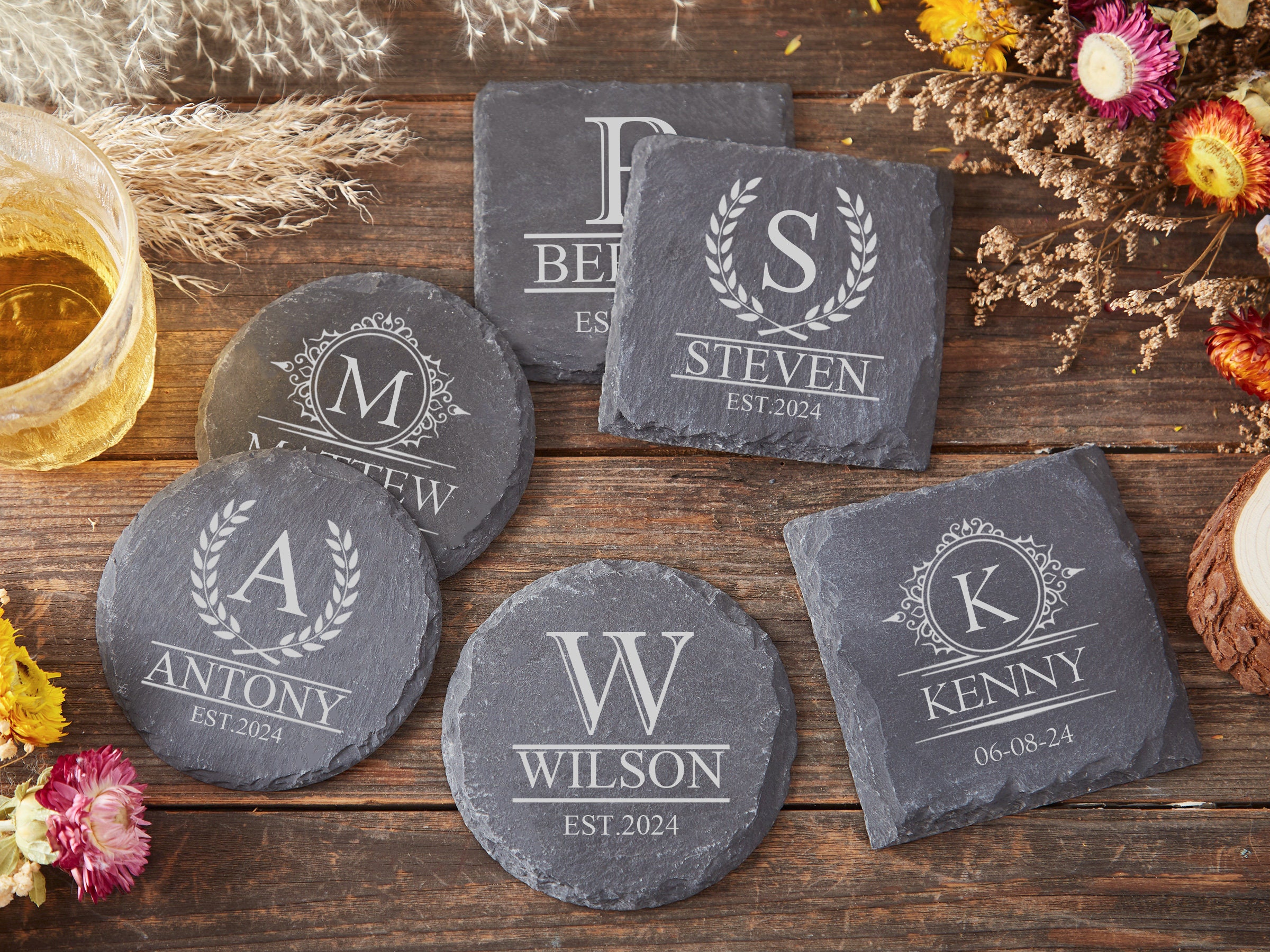 Personalized Stone Coasters,wedding Gifts,custom Slate Coasters ...