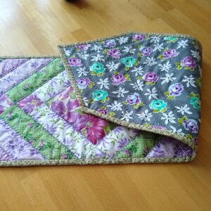 Patchwork Quilted Table Runner Topper Lavender Table Decor - Etsy