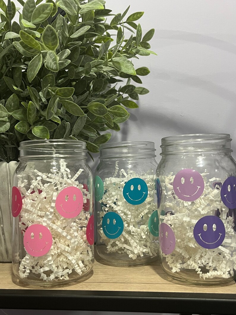 Smiley Customizable Initial Iced Coffee Mason Jar - Etsy