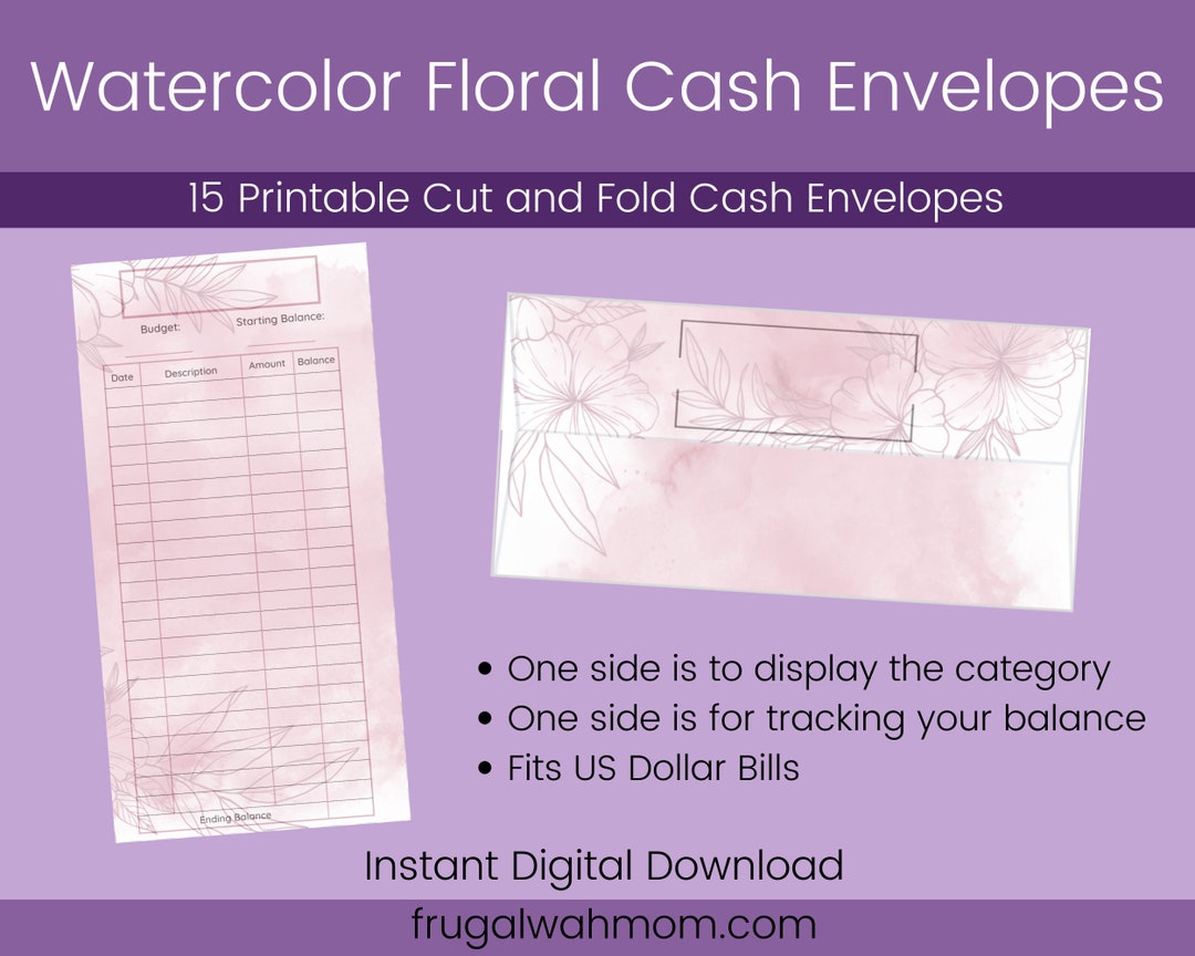 Watercolor Floral Cash Envelopes - Manage Your Money With Ease - Etsy