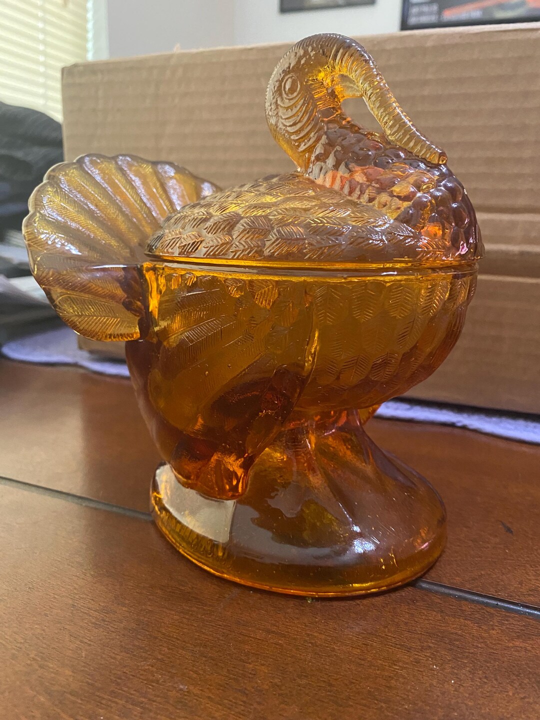 Vintage L.E. Smith Orange Amber Turkey Candy Dish - Etsy