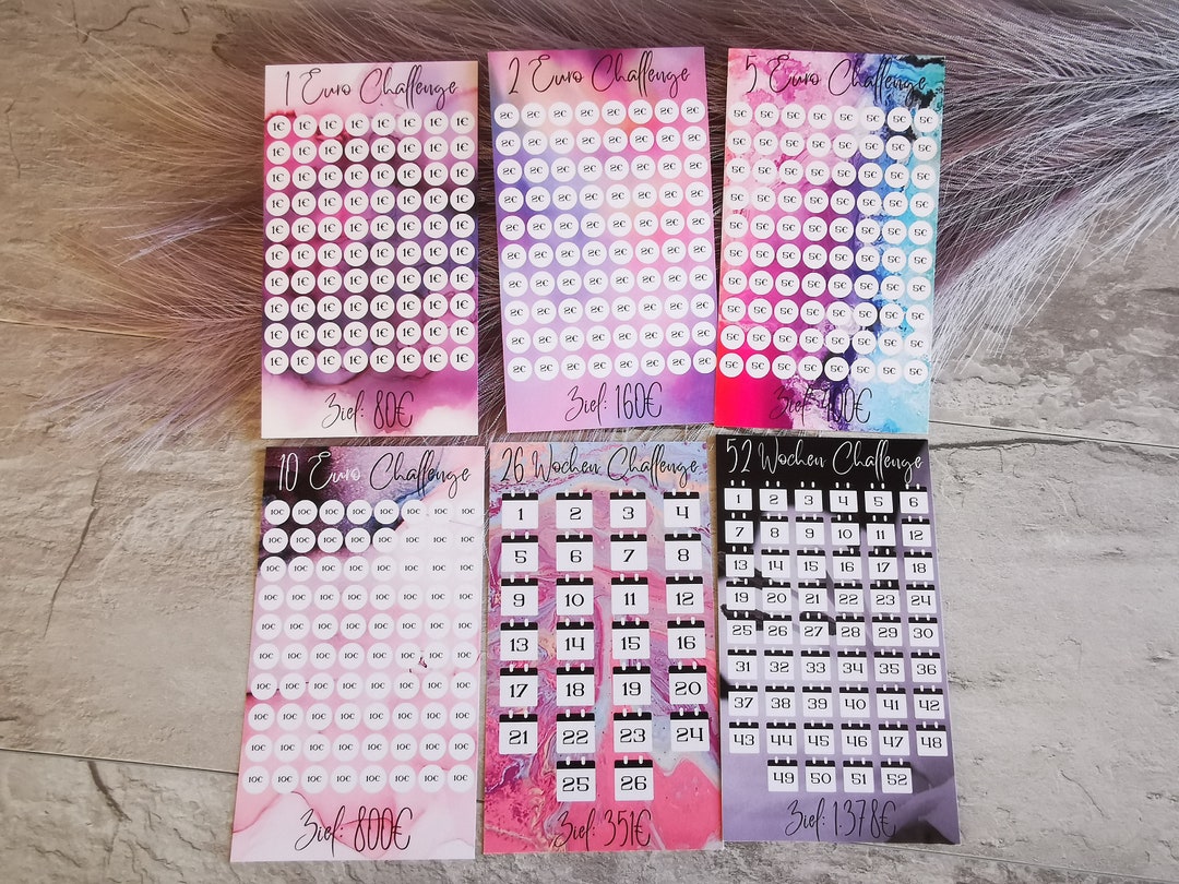 Standard Sparchallenges 1 Euro 2 Euro 5 Euro 10 Euro 26 Etsy de