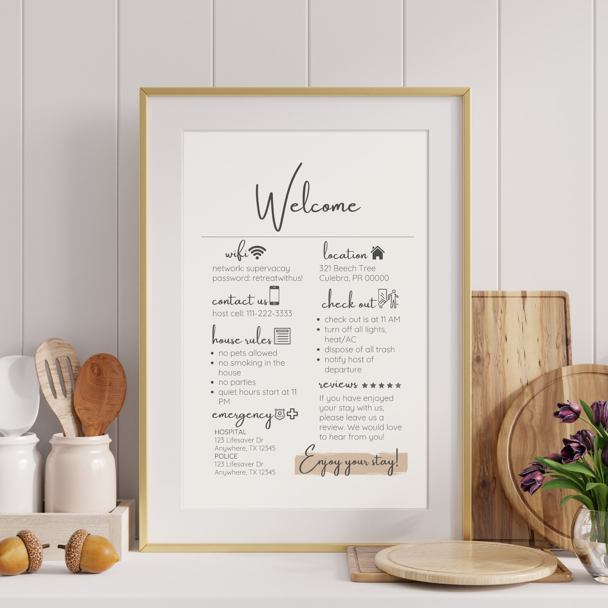 Airbnb Welcome Sign Template, Vacation Rental Printable, Guest Arrival ...