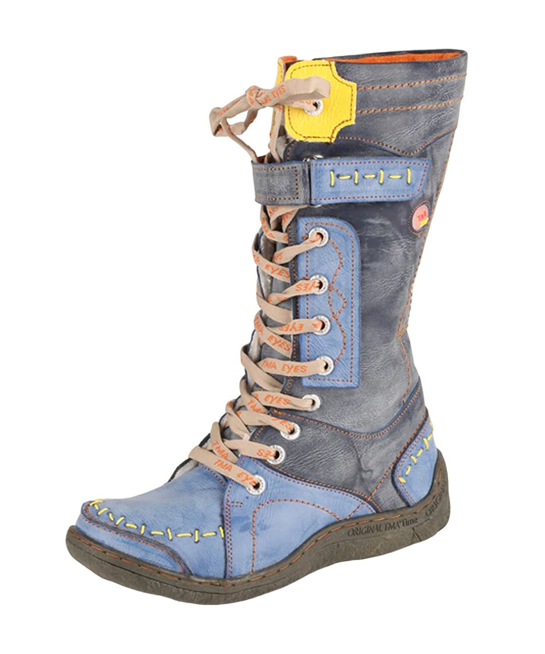 Women's Genuine Washed Leather Hand Stitched Single Strap Winter Boots ...