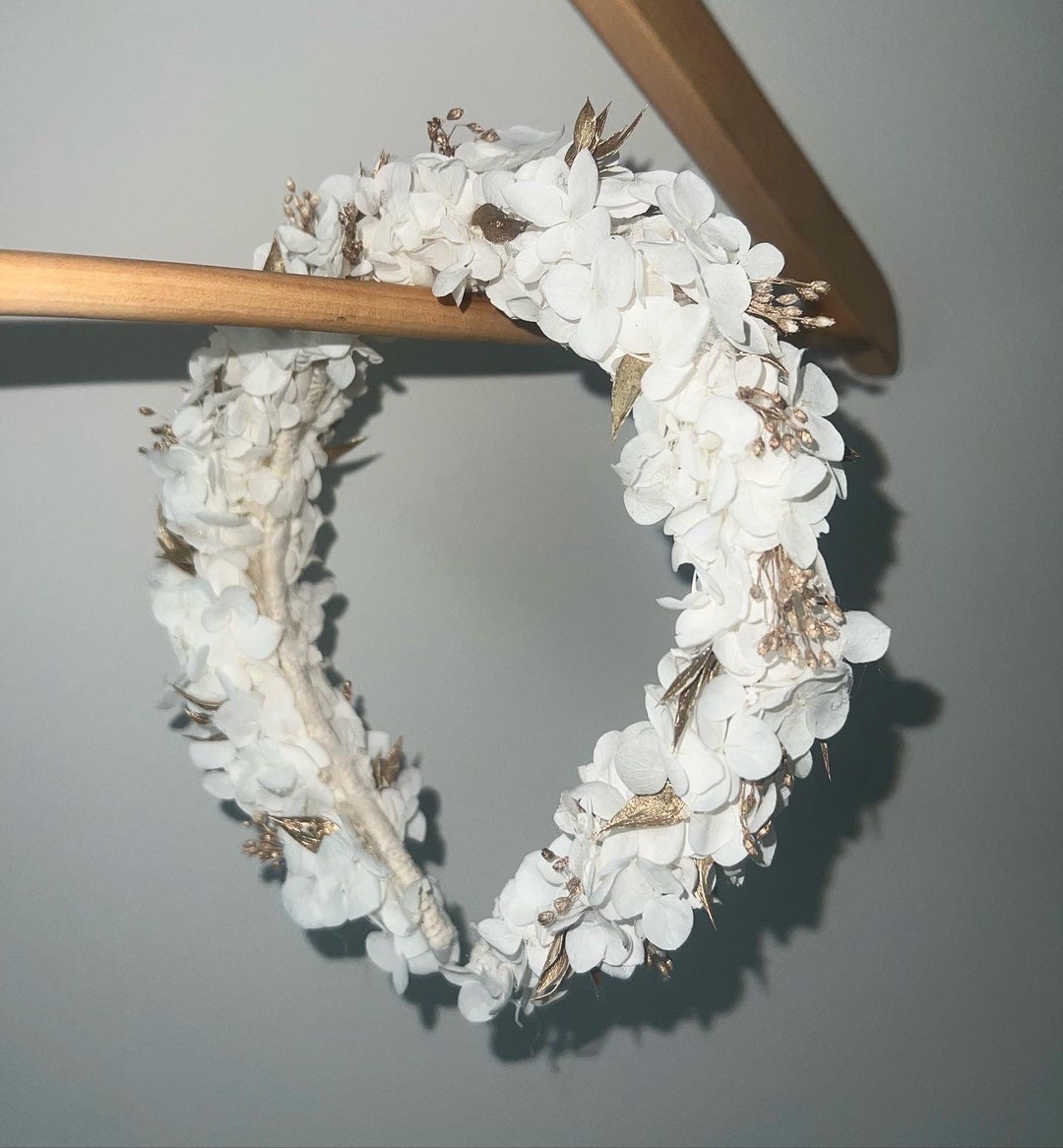 White Preserved Hydrangea Crown - Etsy