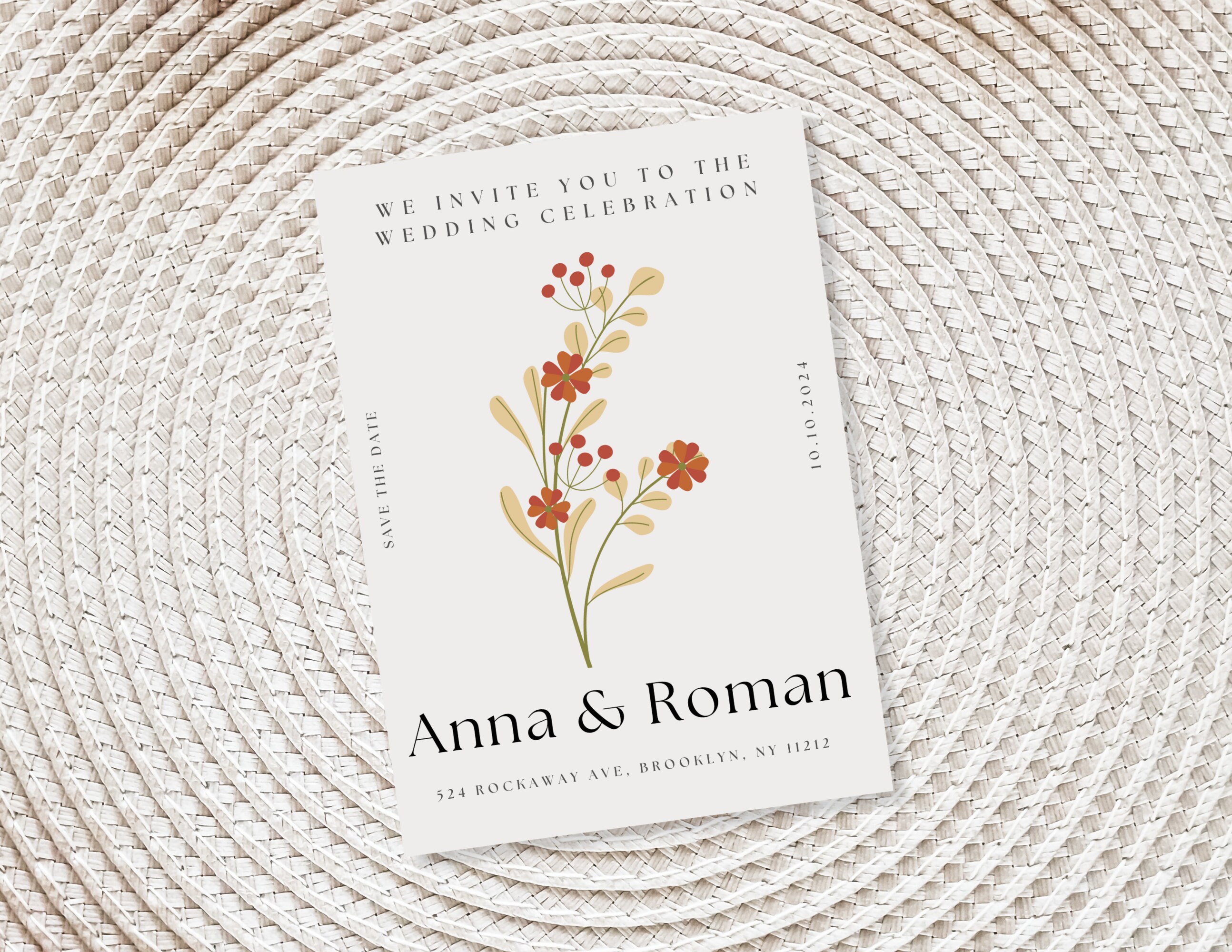 Photo Wedding Invitation Template Download Modern Wedding Invite With ...