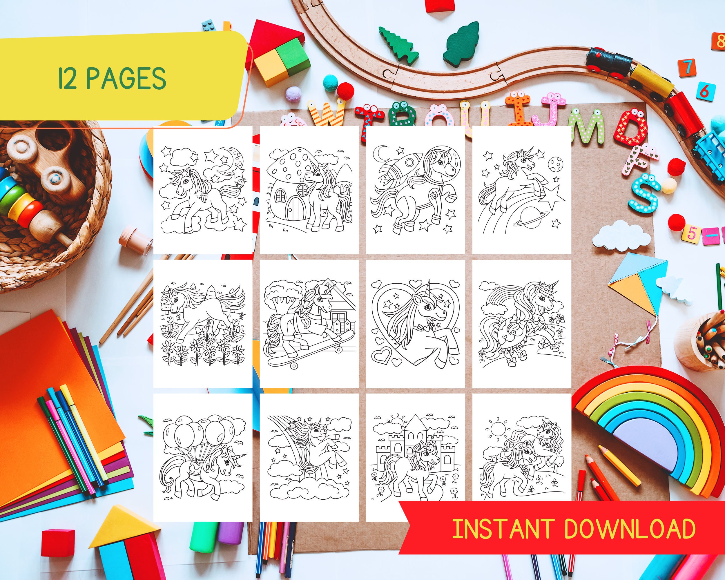Unicorn Coloring Book Unicorn Coloring Page Children Activities ...