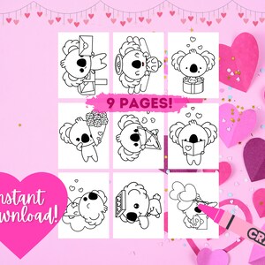 Koala Valentine's Day Coloring Page Coloring Sheet Heart Coloring Page ...