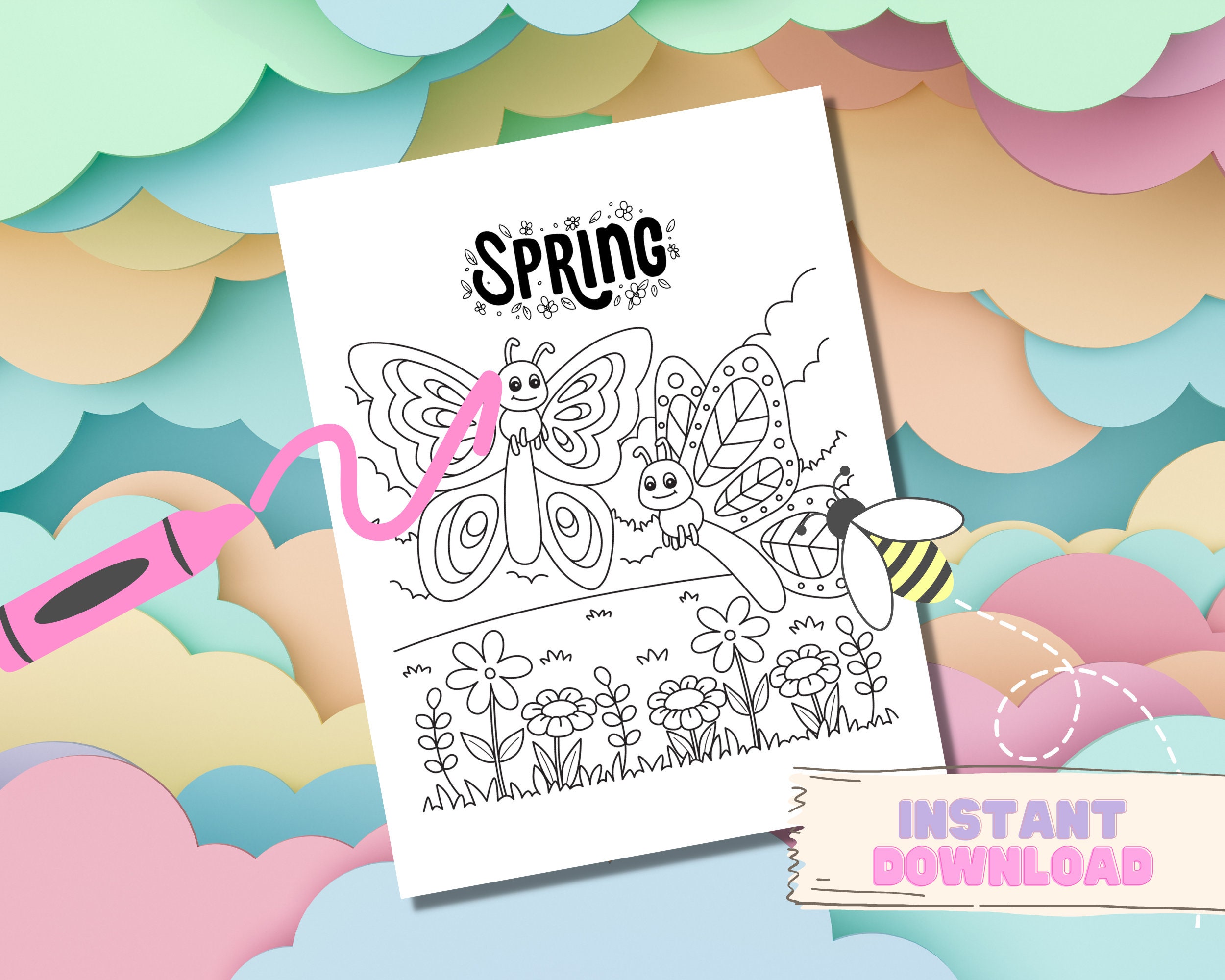 Spring Coloring Page Coloring Sheet Spring Coloring Page for Kids ...