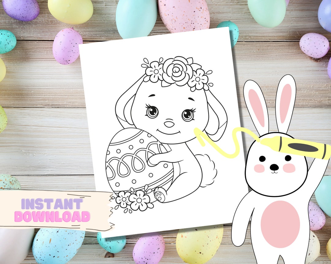 Easter Coloring Page Coloring Sheet Bunny Coloring Page for Kids ...