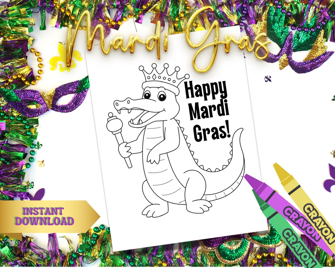 Mardi Gras Coloring Page Coloring Sheet Carnival Coloring Page for Kids ...