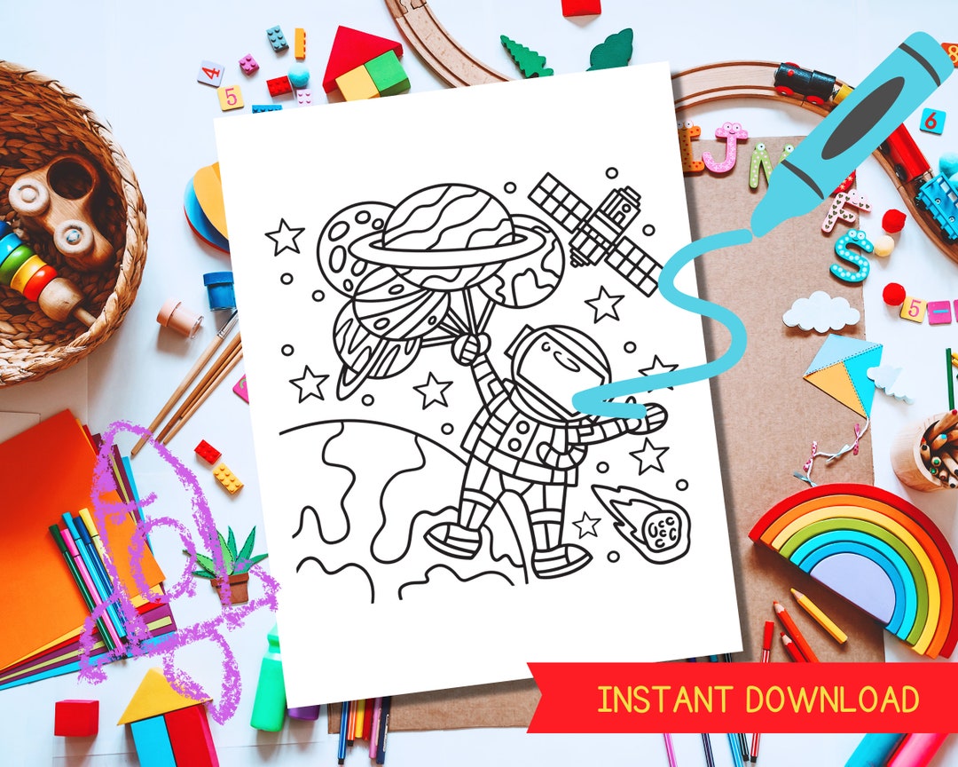 Astronaut Coloring Page Space Coloring Page Children Activities ...