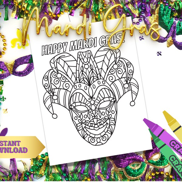 Mardi Gras Coloring Sheet - Etsy