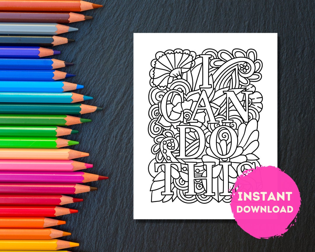 I Can Do This Inspirational Coloring Page Patterned Coloring Page ...