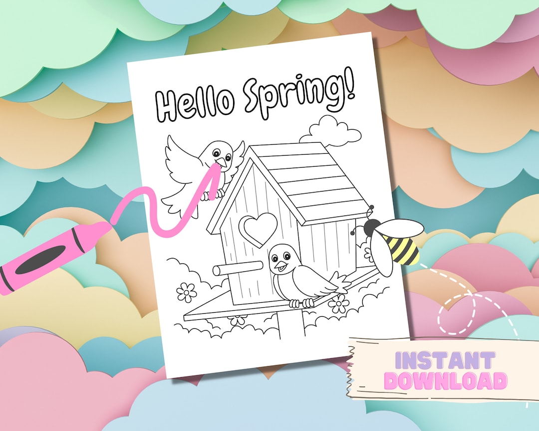 Spring Bird Coloring Page Coloring Sheet Spring Coloring Page for Kids ...