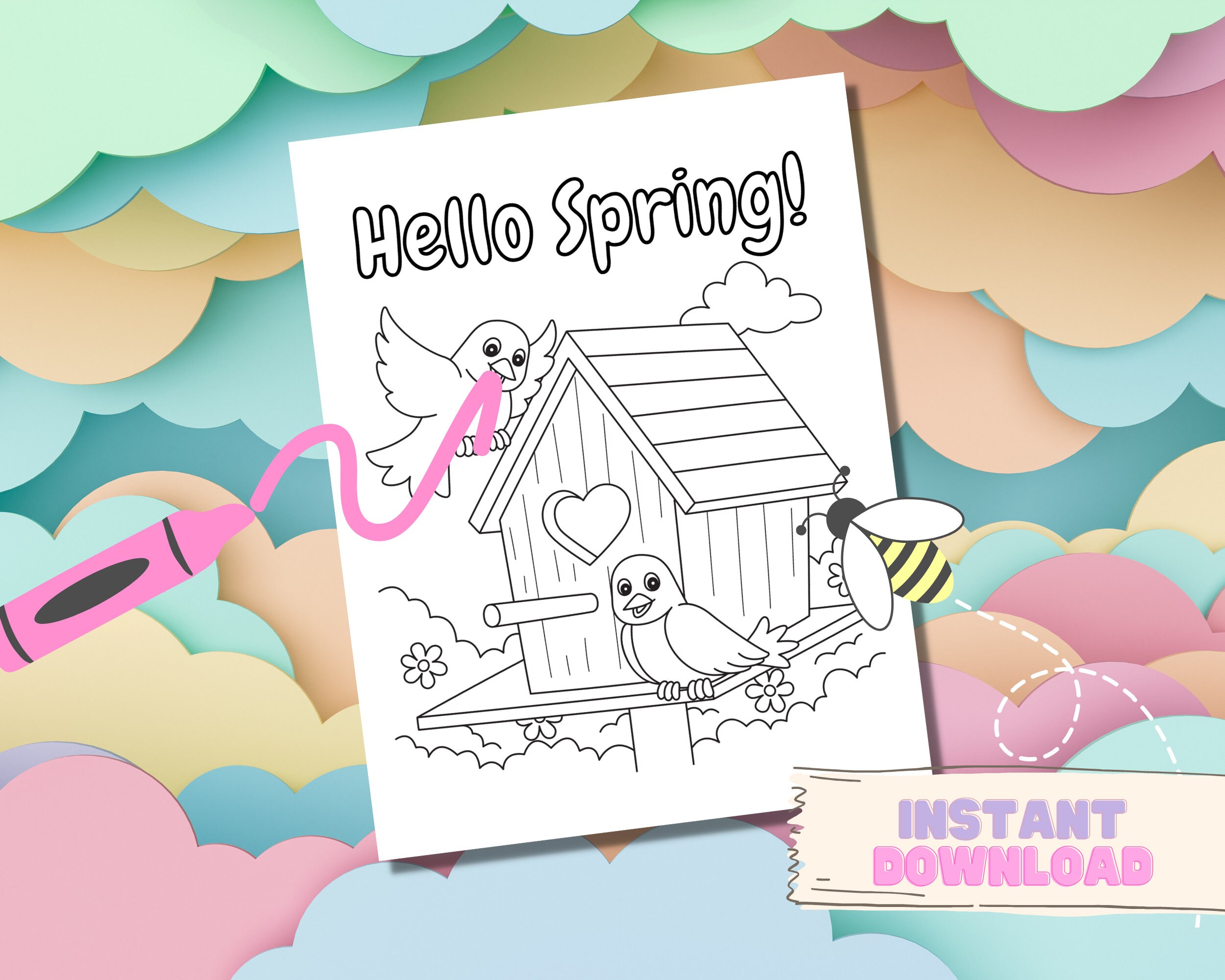 Spring Bird Coloring Page Coloring Sheet Spring Coloring Page for Kids ...